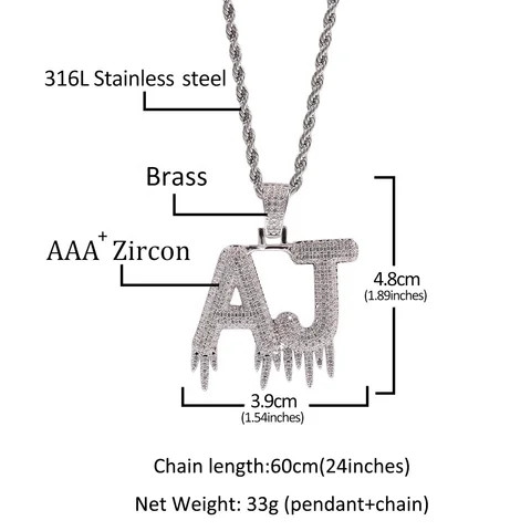 Buy New Hip Hop Custom Ice Stripe Splice Letter Pendant Copper Set ...