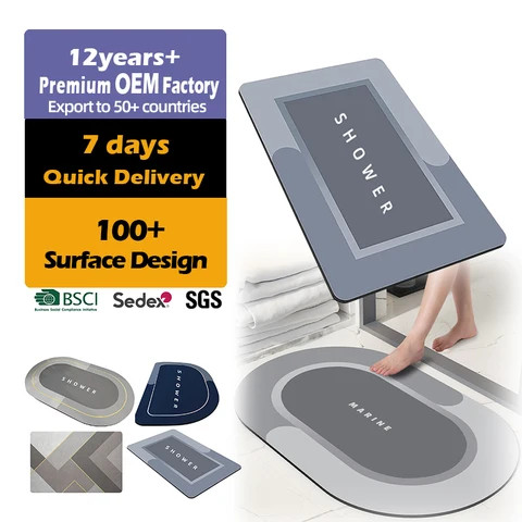 Buy Quick Dry Diatomite New Fashion Technology Bathroom Floor Foot Mat ...