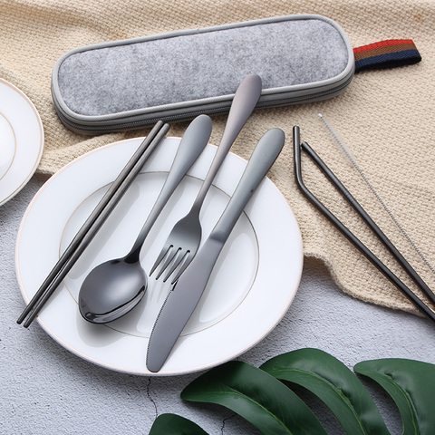Buy Reusable Cutlery Stainless Steel Office Utensil And Metal Straw ...