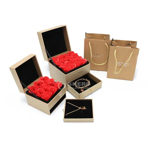 Buy Shero Luxury Rose Flower Box Design Custom Logo Jewelry Clear Case ...
