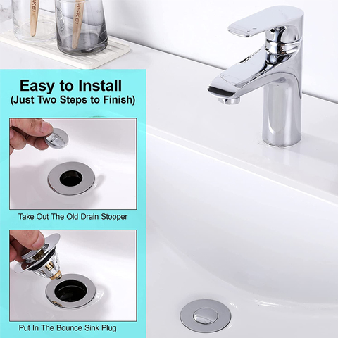 Buy Wash Basin Bounce Filter Pop Up Drain Stopper Push Type Sink Drain ...