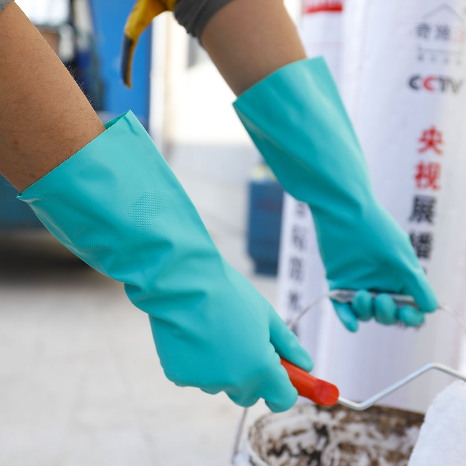 Buy Green Nitrile Industry Gloves.flock Lined. Straight Cuff. from ...