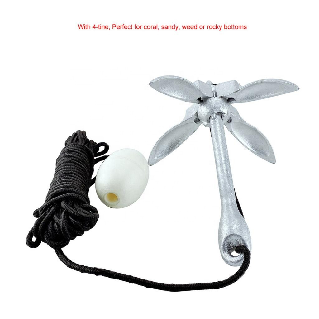 Buy 1 Set 4-tine Boat Folding Anchor Marine Rope Float Ball Kit For ...