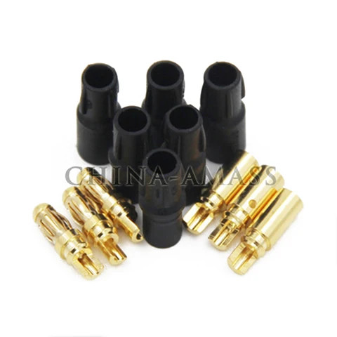Buy Amass 3.5mm Sh3.5 Gold Plated Bullet Banana Plug Male And Female Connector With Nylon ...