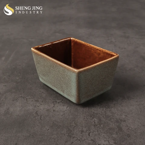 Buy Luxury Retro Gold Rim Rectangular Ceramic Butter Sugar Container ...