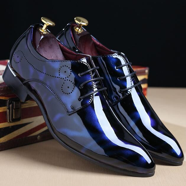 Buy New Italian Design Patent Leather Pointed-toe Oxford Dress Shoes ...