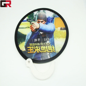 Buy Promotional Portable Nylon Foldable Hand Round Fan Polyester Flying ...