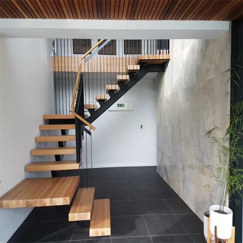 Buy Villa Interior Wooden Glass Staircase Wooden Treads Stairs With ...