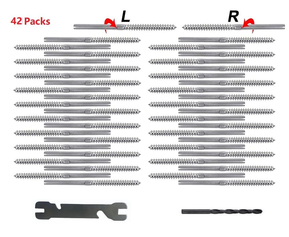 Buy 42 Packs Lag Screws Left & Right For 1/8 Inch Cable Railing ...