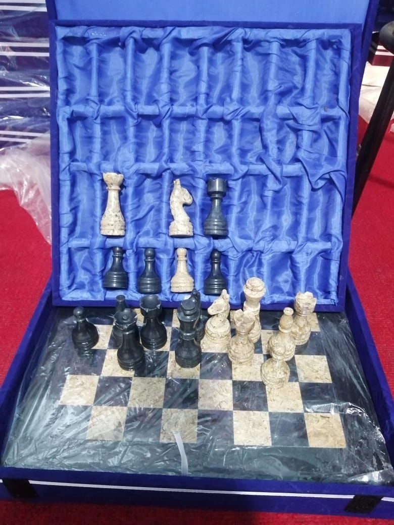 Buy 15 Inch Premium Quality Marble Chess Set With Metallic Figures from ...