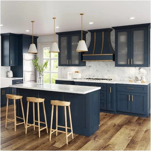 Buy Custom Modern Design Blue Shaker Kitchen Unit With Lacquer Door For ...
