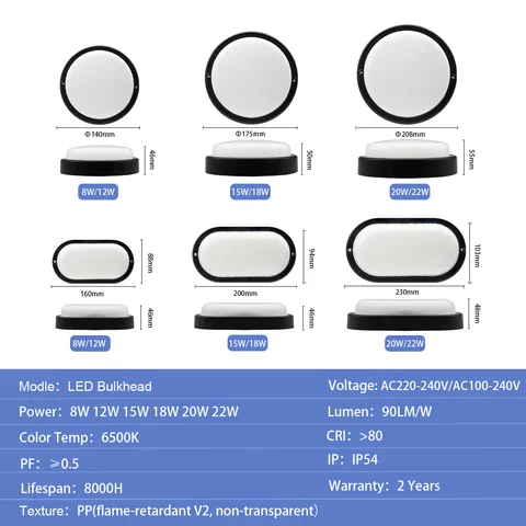 Buy Factory New Led Bulkhead 12w 3 Cct Dip Switch 6500k Ip54 Ac220-240v ...