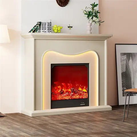 Buy French Cream Wind With Lights Fireplace Home Decorative Cabinet ...