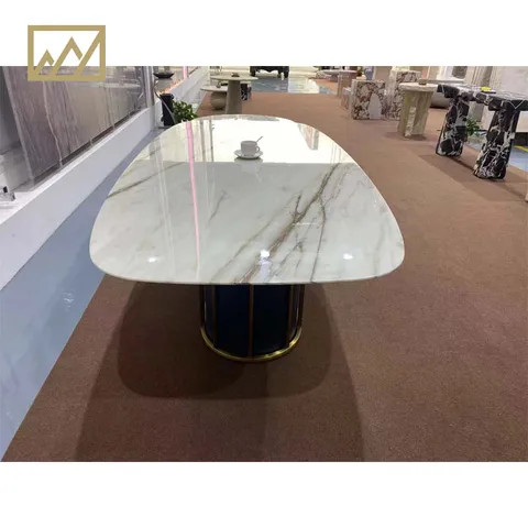 Buy Kings-wing- Modern White Rectangle Marble Dining Table Living Room ...