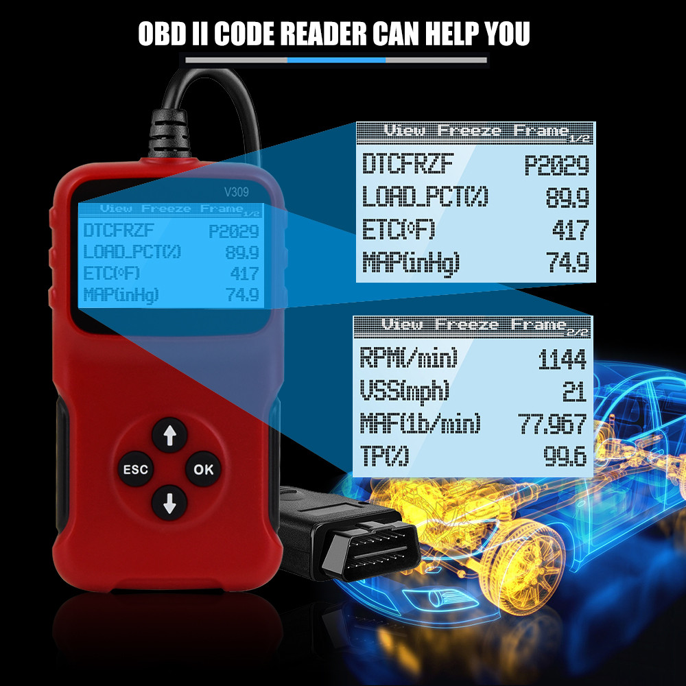Buy Podofo Diagnostic Tools Obd2 Scanner Launch V309 Engine Code Reader ...