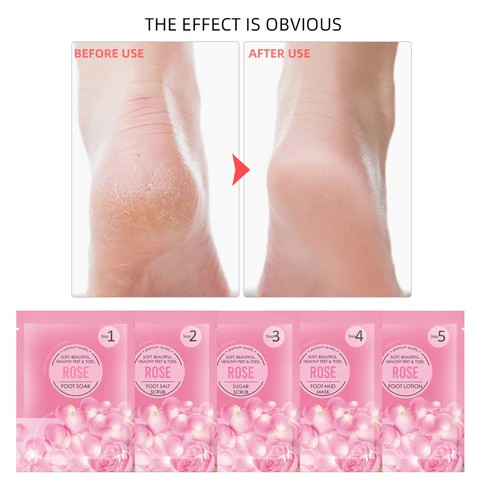 Buy Rose 5 Steps Spa Pedicure Kit Spa Foot Skin Care Set Vegan Organic ...