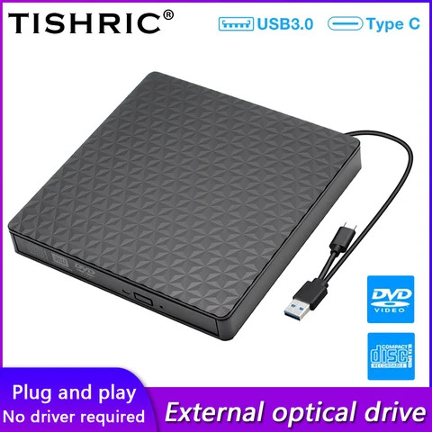 Buy Tishric External Dvd Cd Burner Drive Usb 3.0 Type C Cable Cd Dvd Rw ...