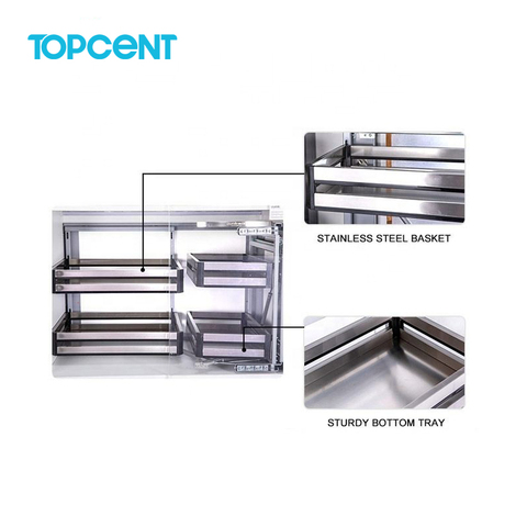 Buy Topcent Cabinet Pull Out Basket Revolving Saucer Magic Corner ...