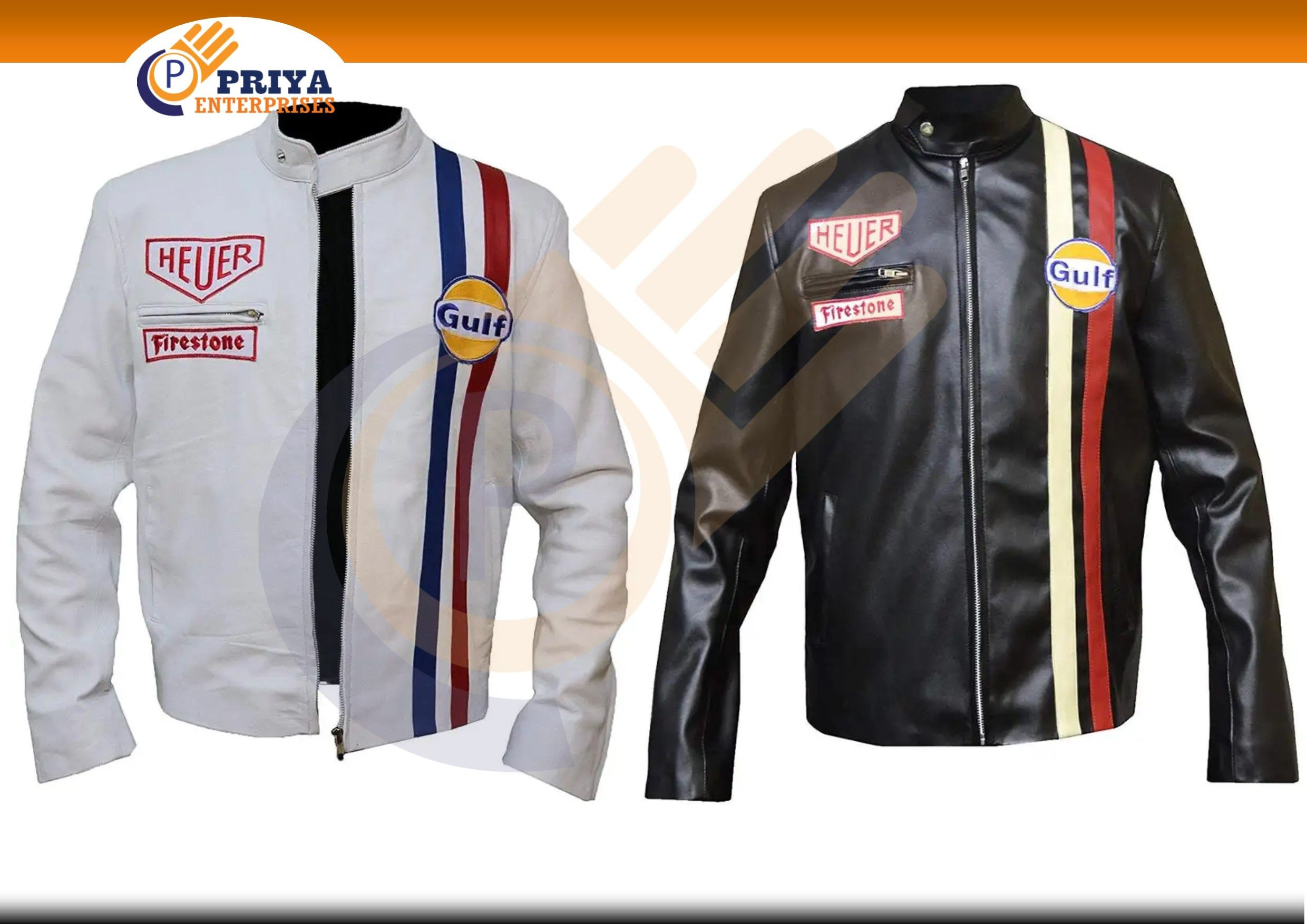 Buy Jackets Gulf Synthetic Leather Man's White & Black Motorcycle ...