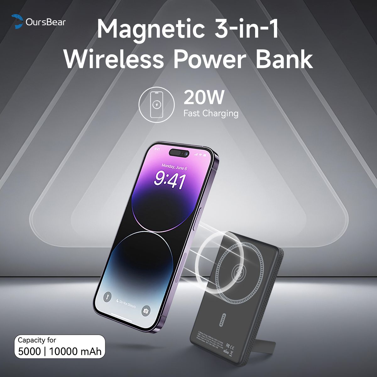 Buy Wireless Power Bank With Fast Charge Magnetic Holder Portable Power ...