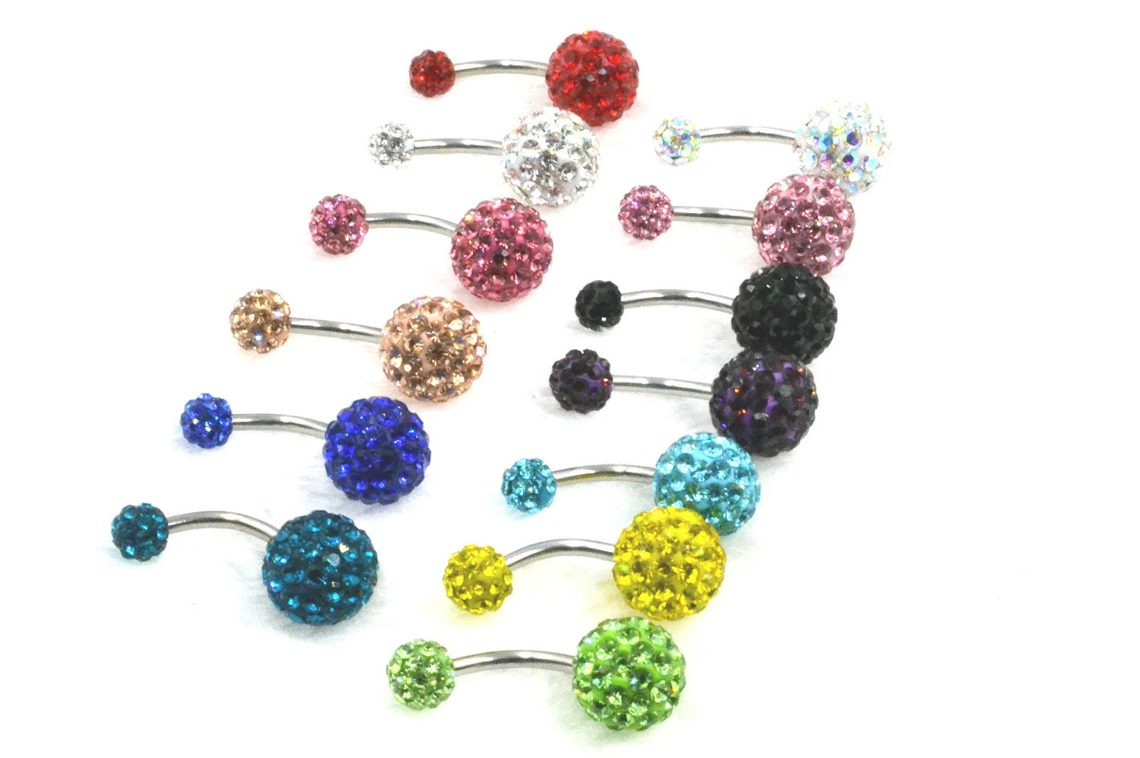 Buy 50pcs Full Crystal Gems Navel Belly Rings Navel Barbells Body ...