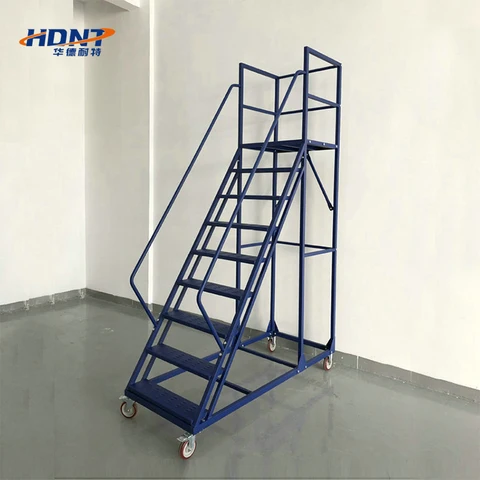 Buy 8 Step Industrial Movable Platform Ladder New Steel Warehouse ...