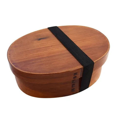 Buy Bento Box Oval Brown Wood Sushi Lunch Box Simple Creative Wooden ...