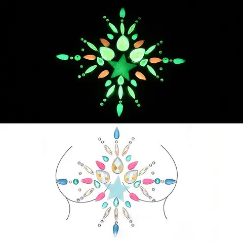 Buy Body Jewels Temporary Tattoo Sticker Boob Jewels Gem Rhinestone ...