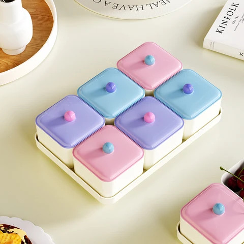 Buy Compartmented Candy Box With Handle Single-layer Food Container ...