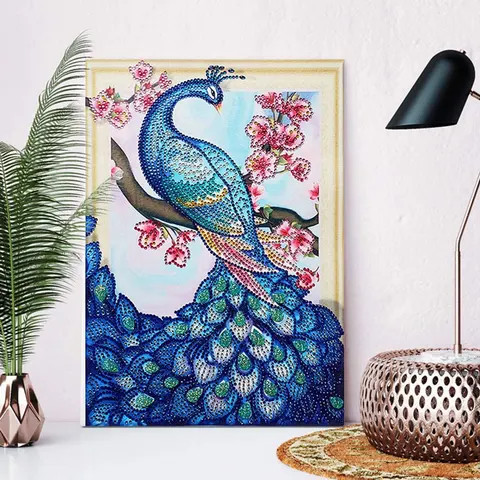 Buy Diy 5d Colored Peacock Diamond Round Drill Crystal Rhinestone ...