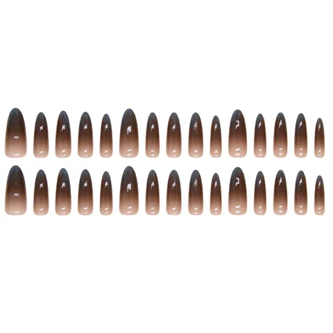 Buy False Nails Wears A Light Brown Removable Nail Patch With Gradient ...