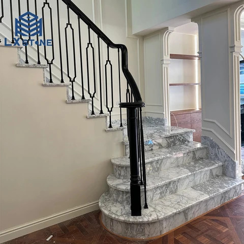 Buy Modern Home Interior Design Italy White Marble Arabescato Stair ...