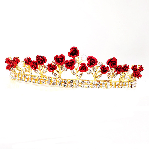 Buy New Design Diamond Crystal Rose Flower Tiara Crown / Hair Hoop ...