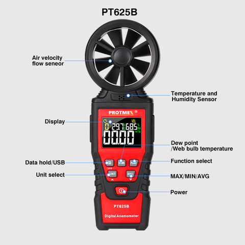 Buy New Product Digital Anemometer Pt625b With Usb Air Flow Meter For Wind Speed Measuring from ...