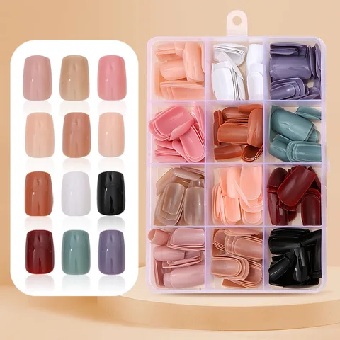Buy Patch Solid Color 12-color Boxed Bright Nail 288 Pieces Press On ...