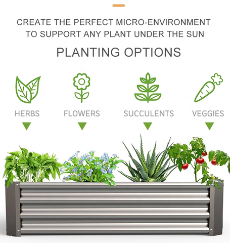Buy Rectangle Outdoor Galvanized Metal Planter Raised Garden Beds With ...