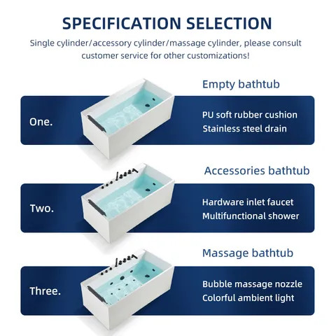 Buy Simple Modern Acrylic Vortex Pool Rectangular Independent Bathtub ...