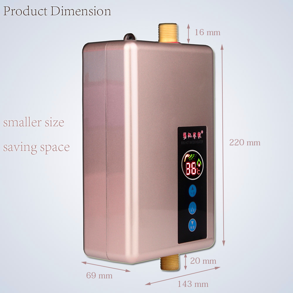Buy Square Electric Hot Tankless Water Heater For Shower Electronic ...