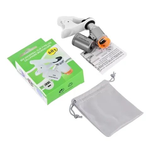 Buy Universal Mini Mobile Phone Clip-on 60x Microscope 2 White Led & 1 ...
