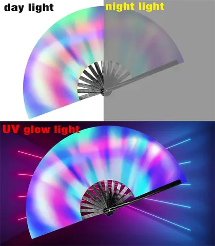 Buy Uv Glow Fan For Women/men, Large Rave Fan With Bamboo And Nylon ...