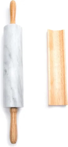 Buy White Marble Rolling Pin With Wooden Cradle, Rolling Pin Kitchen ...