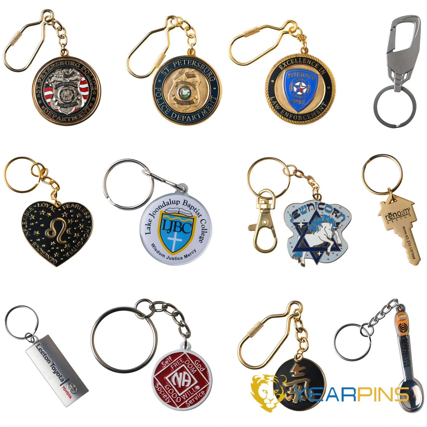 Buy Custom Keychain Keyring Medals Enamel Pins Logo Badge Necklace from ...