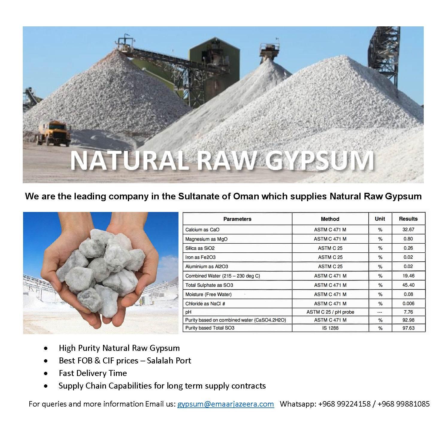 Buy Natural Raw Gypsum - Oman from Emaar Al Jazeera Int'l LLC, Oman ...