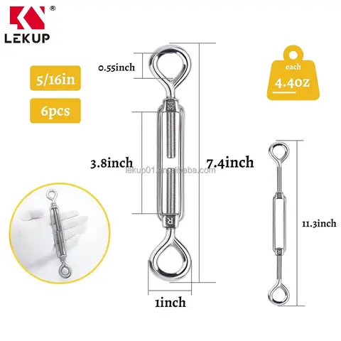 Buy 5/16" (m8) Eye & Eye Stainless Steel Turnbuckles Heavy Duty Rope ...