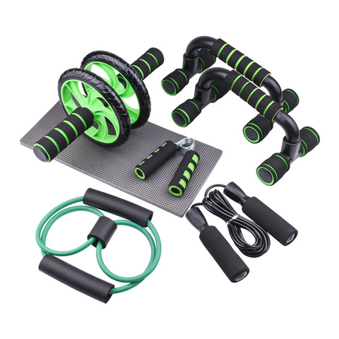 Buy 7-in-1 Ab Wheel Roller Kit With Push-up Bar Knee Mat Jump Rope Hand ...