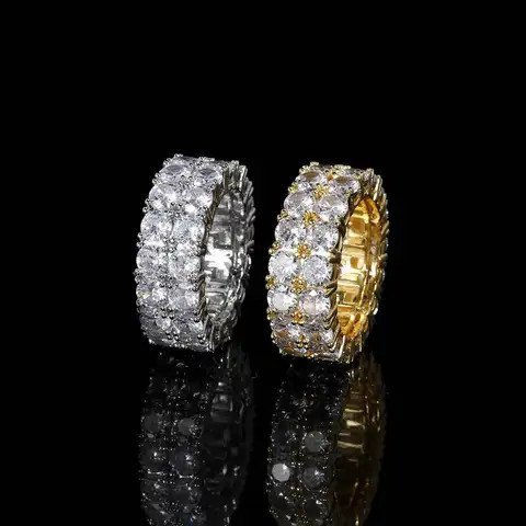 Buy American Hip Hop Jewelry Double-row Lab Grown Diamond Ring Trendy ...
