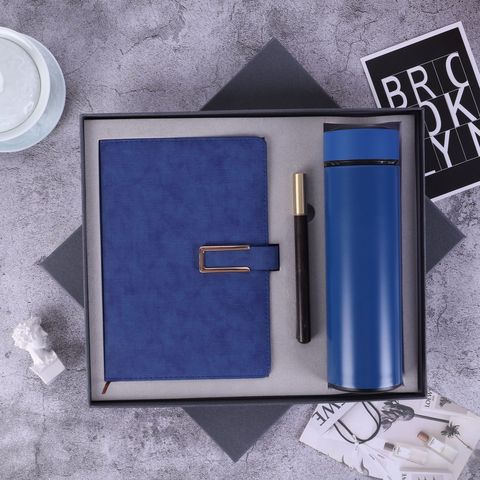 Buy Branded Logo Blue Notebook Gift Set With Bottle For Corporate Gift ...