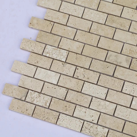 Buy Foshan Factory Navona Beige Travertine Mosaic Tiles Staggered ...