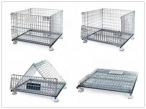 Buy Industry Storage Wire Mesh Stackable Folding Stackable Stainless ...
