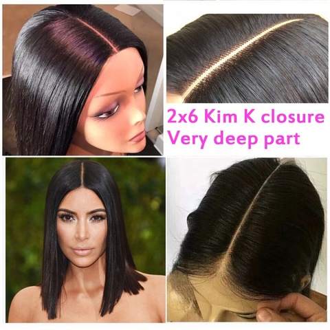 Buy Lace Closure High Grade 12a Peruvian Wigs 2x6 Kim K Short Bob 12a ...